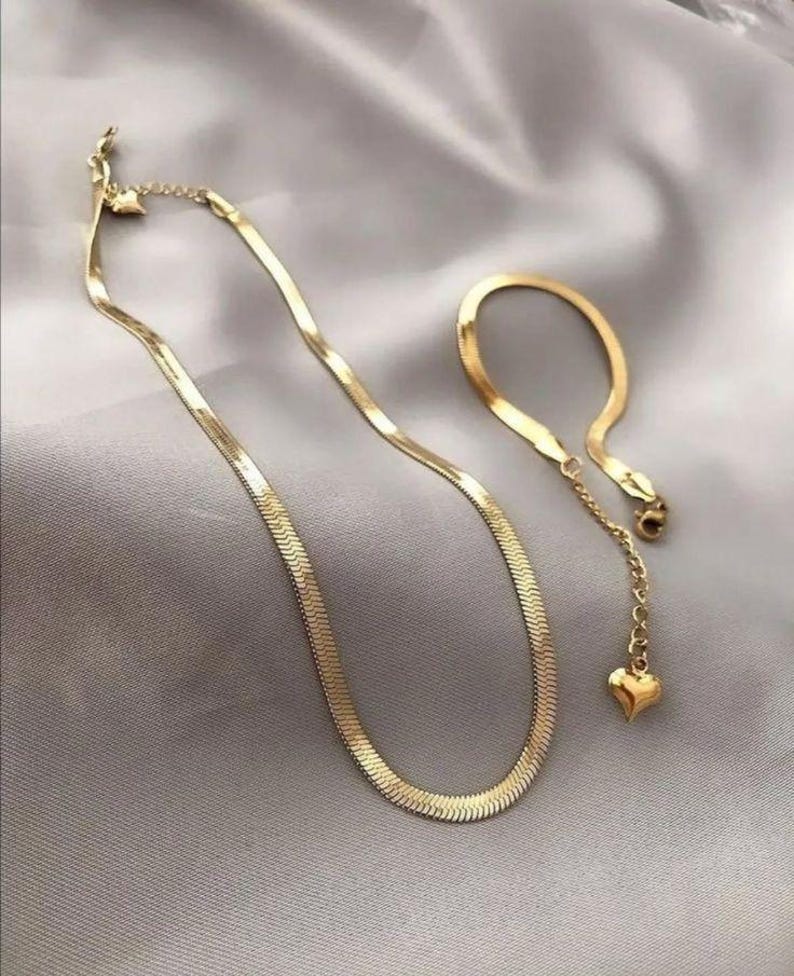 Elegant Gold Colored Stainless Steel Necklace - Etsy
