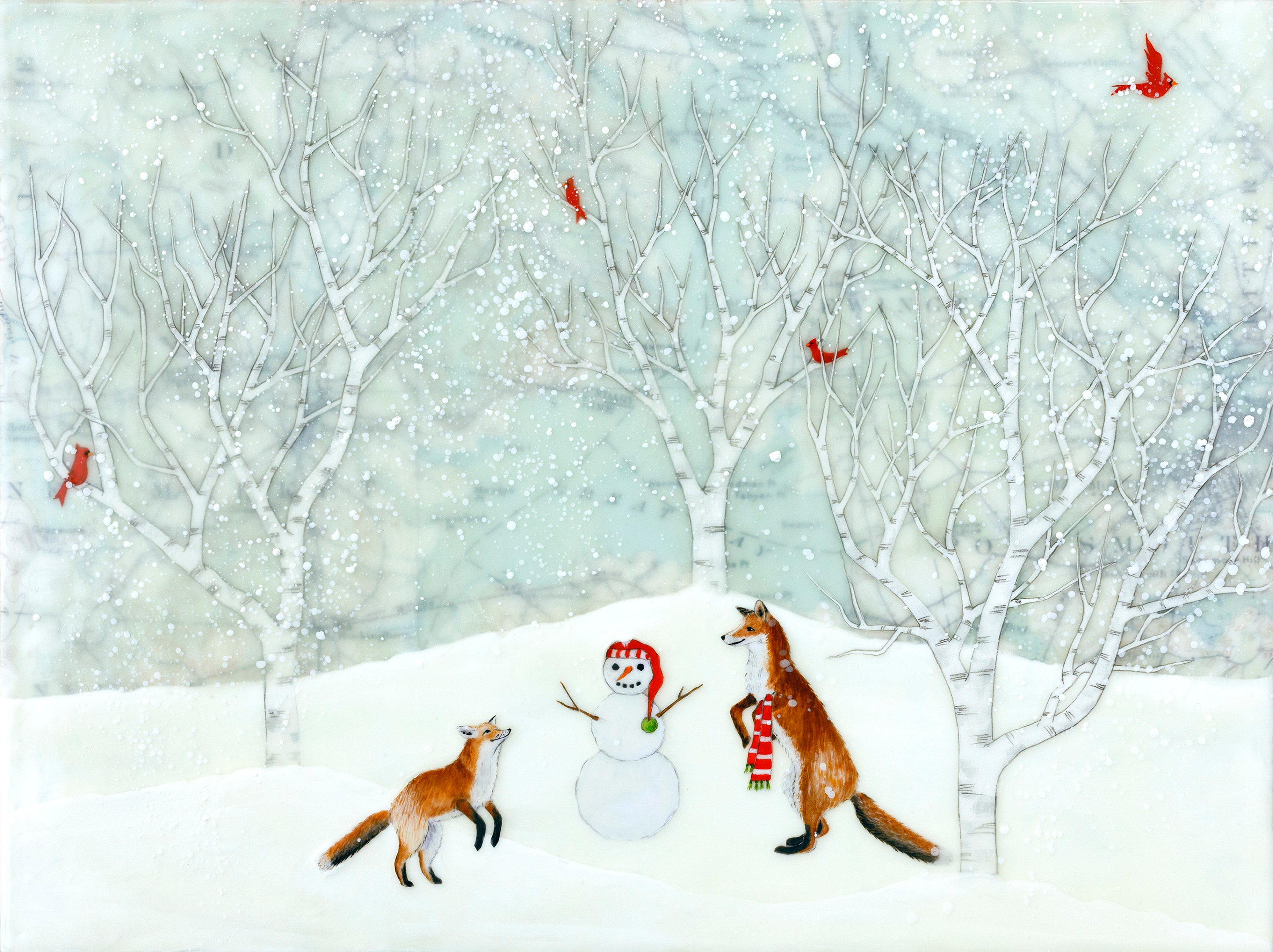 Print - Limited Edition - "making New Friends" - Encaustic Mixed Media ...