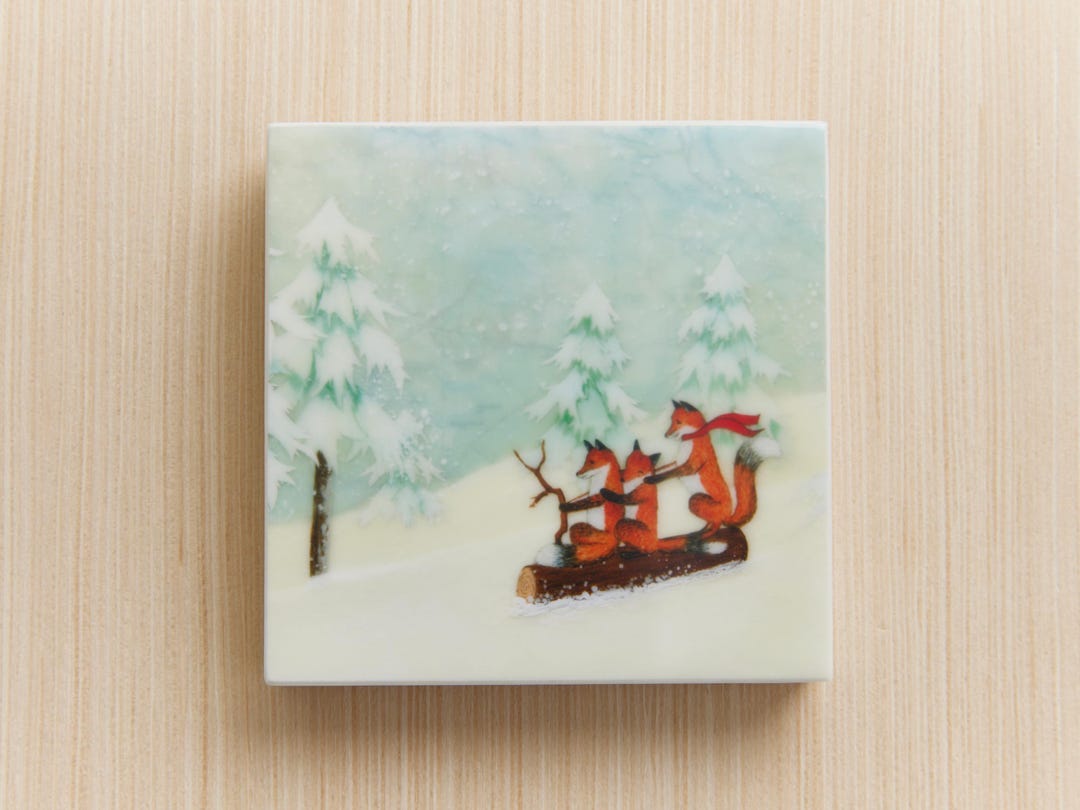 A Foxy Sledding Adventure – Winter Woodland Fox Encaustic Art Panel ...
