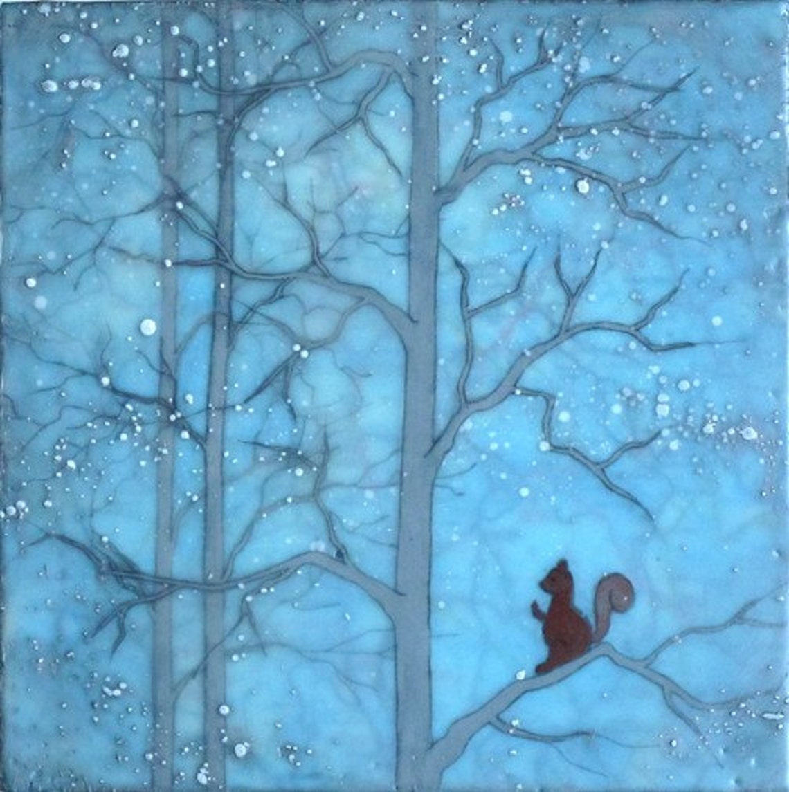 Print Limited Edition Squirrel Mixed Media Encaustic - Etsy