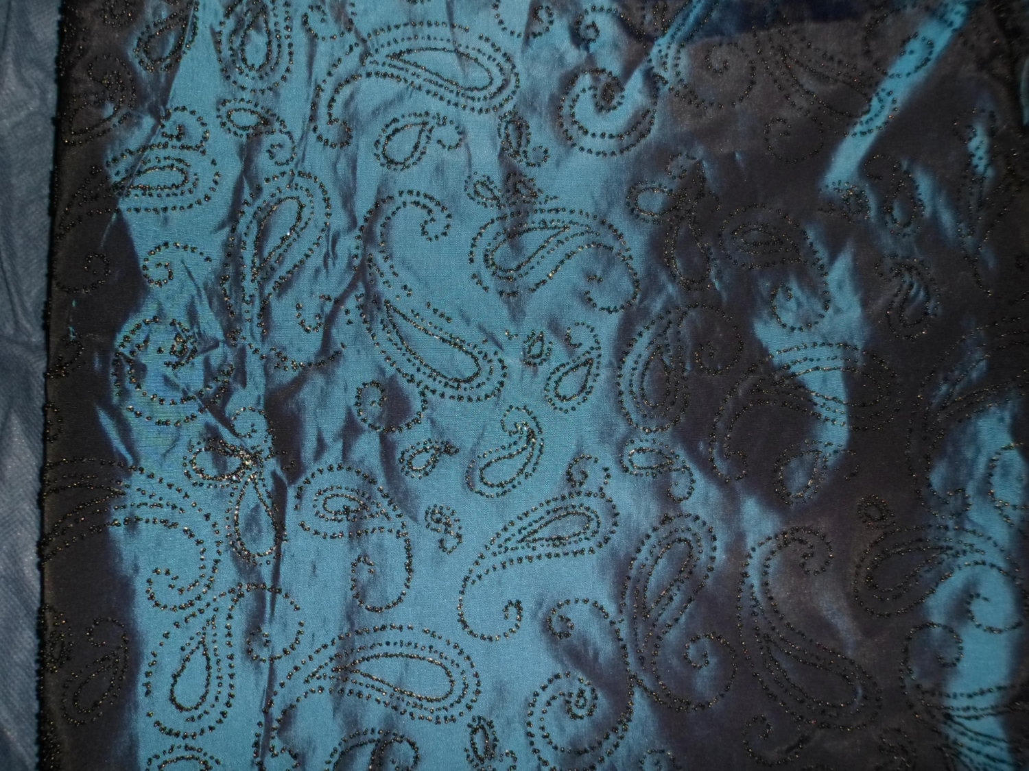 Gorgeous Midnight Blue Fabric With Black Beaded Design. 58 X 59 ...