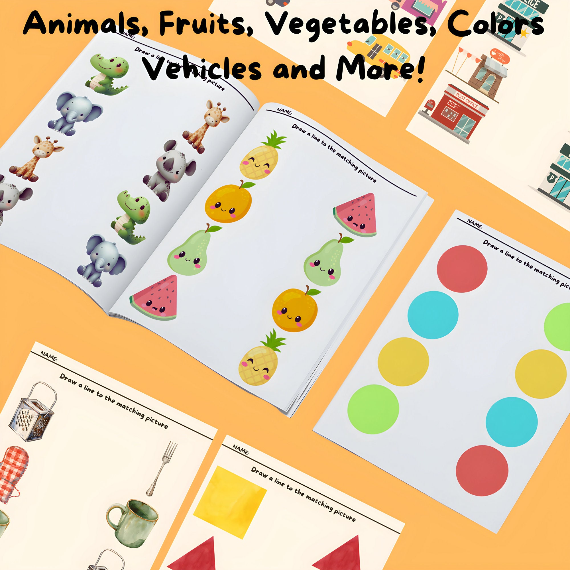 Printable Matching Worksheet for Kids, Educational Puzzle for Preschool ...