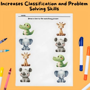 Printable Matching Worksheet for Kids, Educational Puzzle for Preschool ...