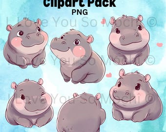 Pygmy Hippo Moo Deng PNG Bundle, Hippo PNG, Moo Deng Clipart, Hippo Art ...
