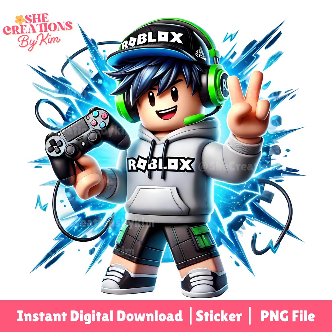Roblox Gamer PNG: Boy Character Clipart, Game Stickers (digital ...