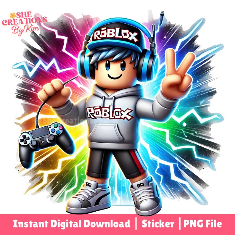 Roblox Gamer PNG: Boy Character Clipart, Game Stickers (digital ...