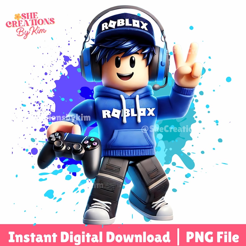 Roblox Gamer PNG: Boy Character Clipart, Game Stickers (digital ...