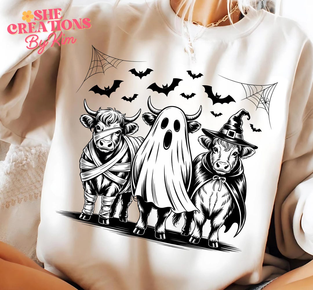 Halloween Cow PNG: Ghost, Mummy, Witch Costume - Sublimation Design - Etsy