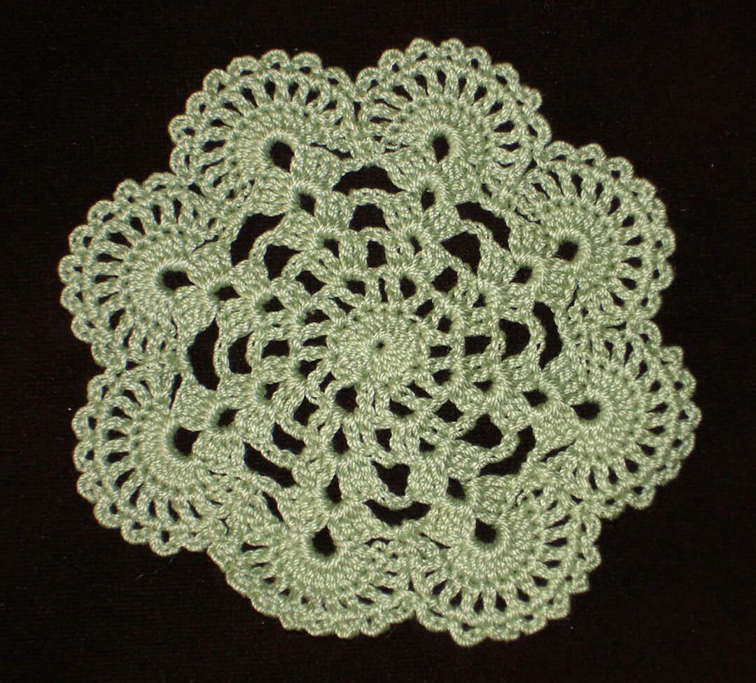 New Handmade Crocheted "eight Shells" Coaster/doily in Frosty Green ...