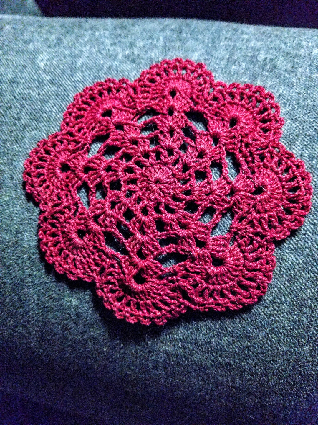 New Handmade Crocheted "eight Shells" Coaster/doily in Cardinal - This ...