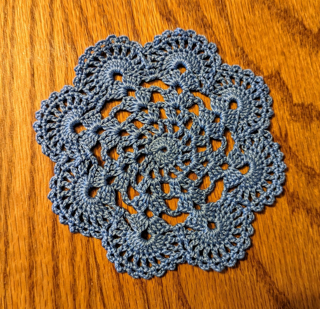 New Handmade Crocheted "eight Shells" Coaster/doily in Medium Blue ...