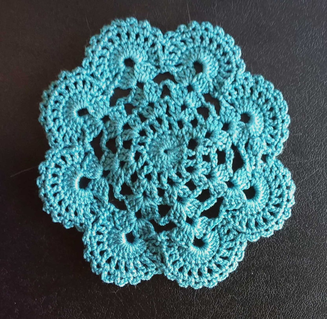 New Handmade Crocheted "eight Shells" Coaster/doily in River Blue ...
