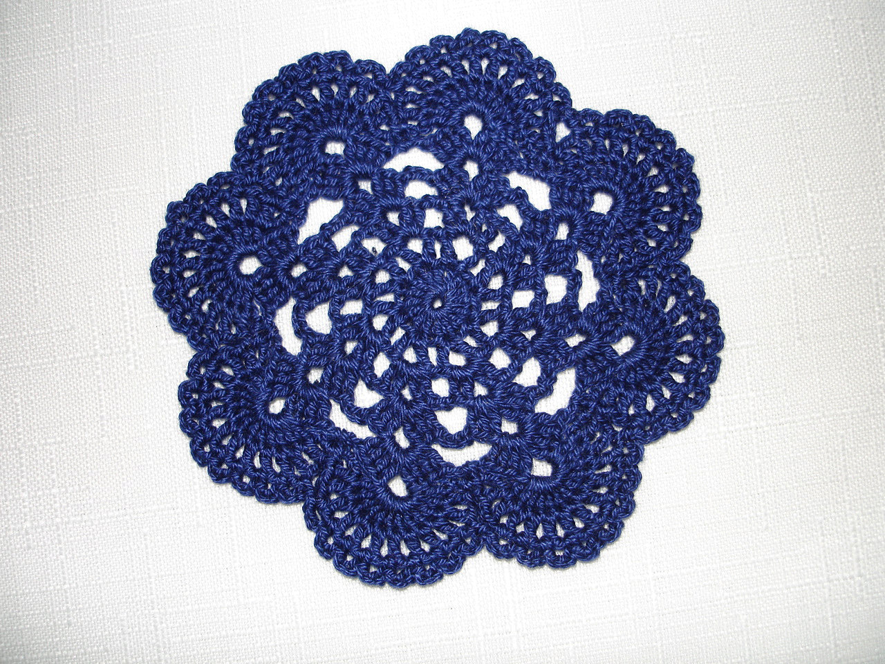 New Handmade Crocheted eight Shells Coaster/doily in Navy Blue This ...