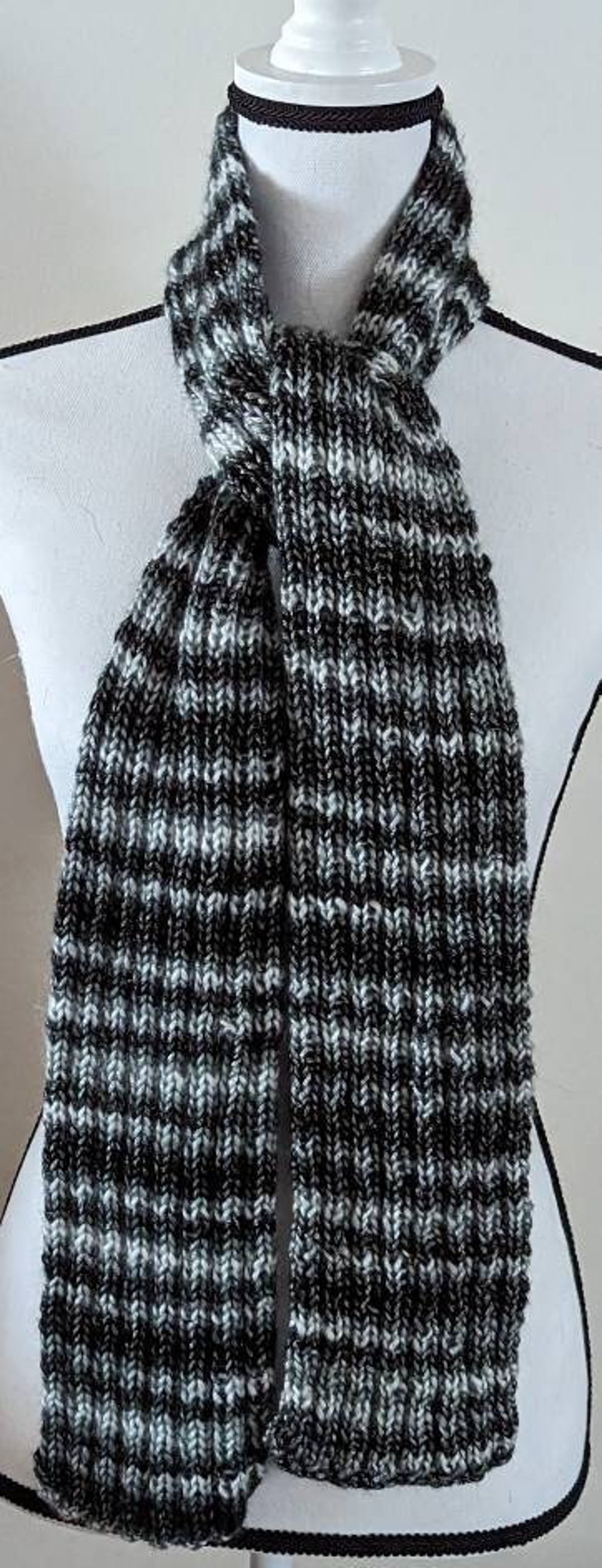New Handmade Extra Long Knit Scarf in Ice Yarns Picasso in Black, Grey ...