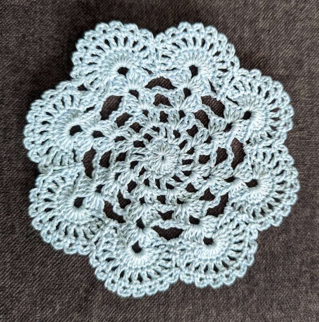 New Handmade Crocheted "eight Shells" Coaster/doily in Light Blue ...