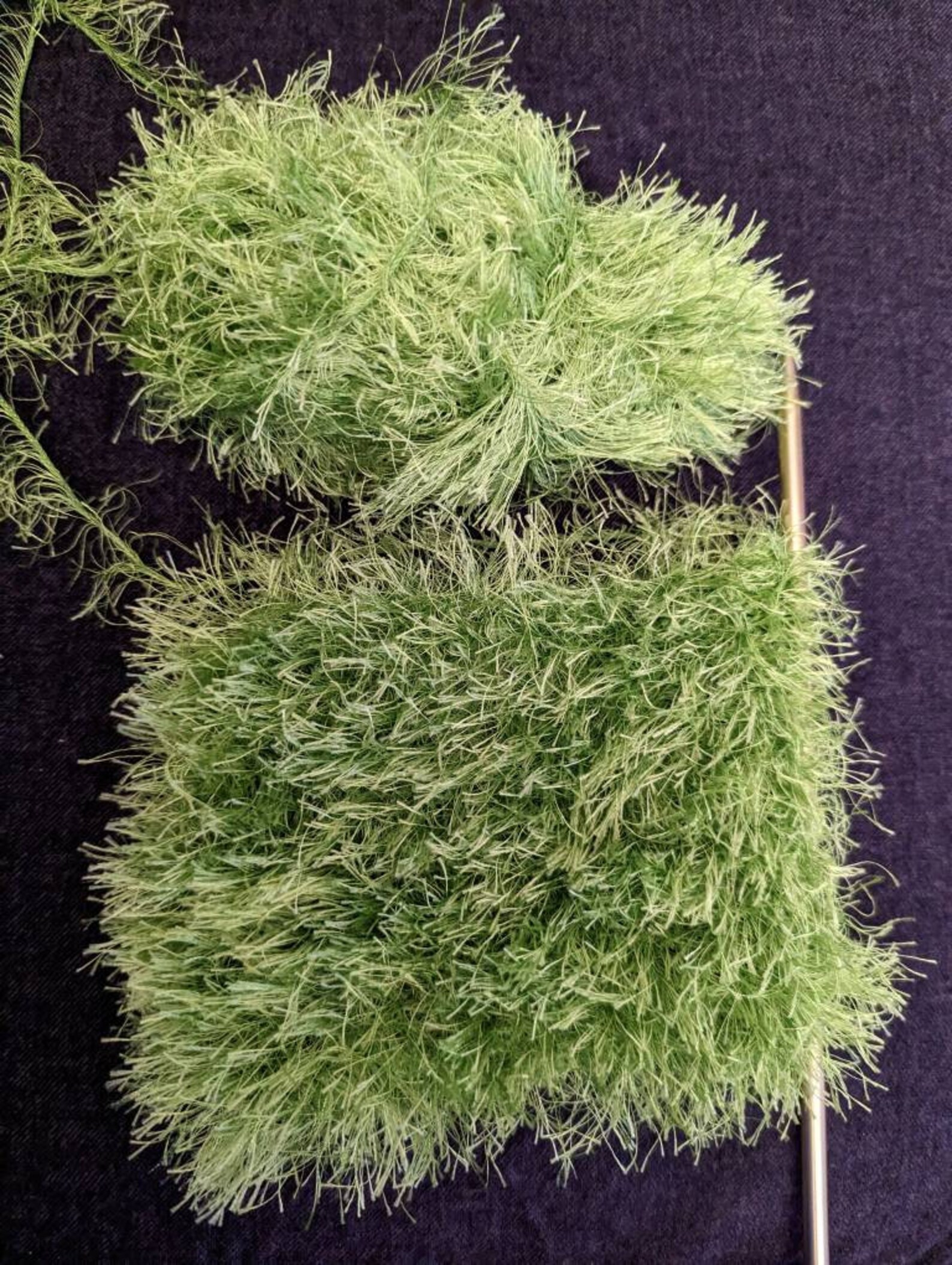 New Handmade Fuzzy Soft Knit Scarf in Pear Green Eyelash Yarn - 5" X 72 ...