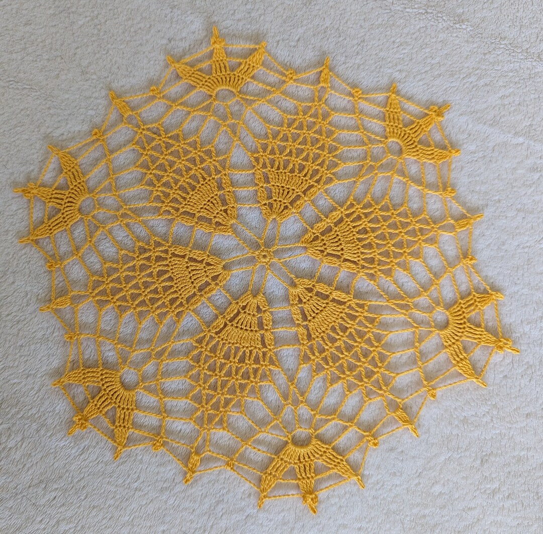 New Handmade Crocheted "doves in Flight" Doily in Goldenrod - 11" - Etsy
