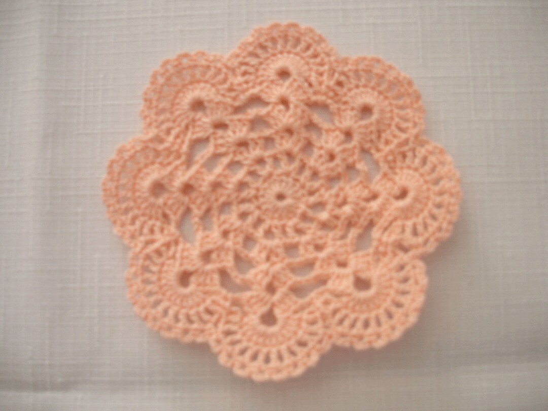 New Handmade Crocheted "eight Shells" Coaster/doily in Light Peach ...