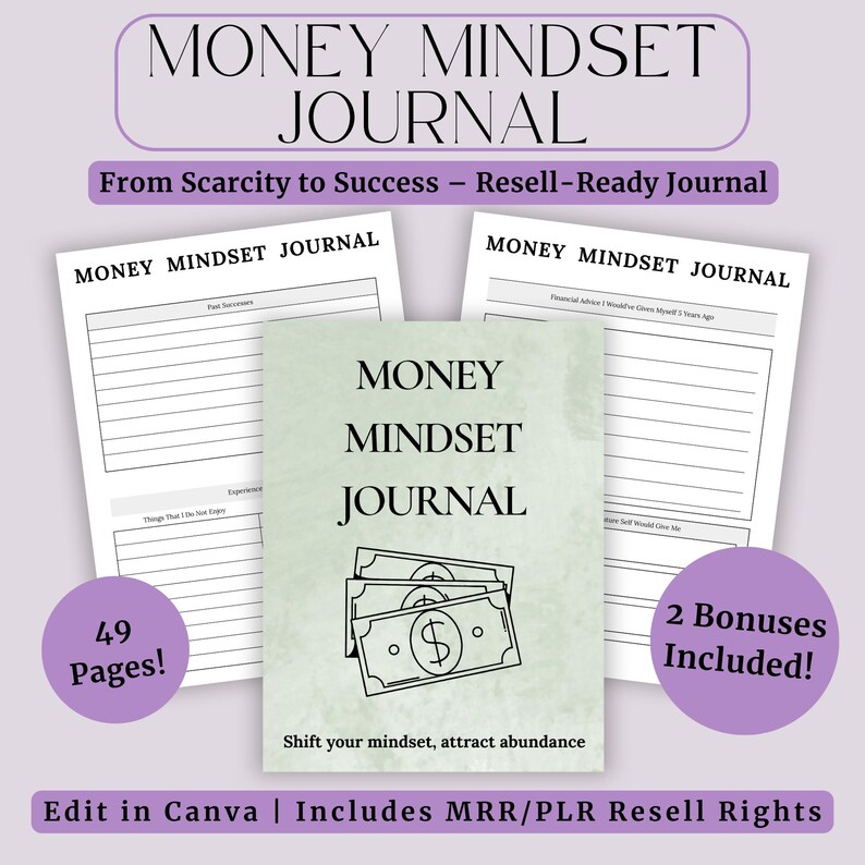 Editable Money Mindset Journal – Savings Tracker Template (PLR Digital ...