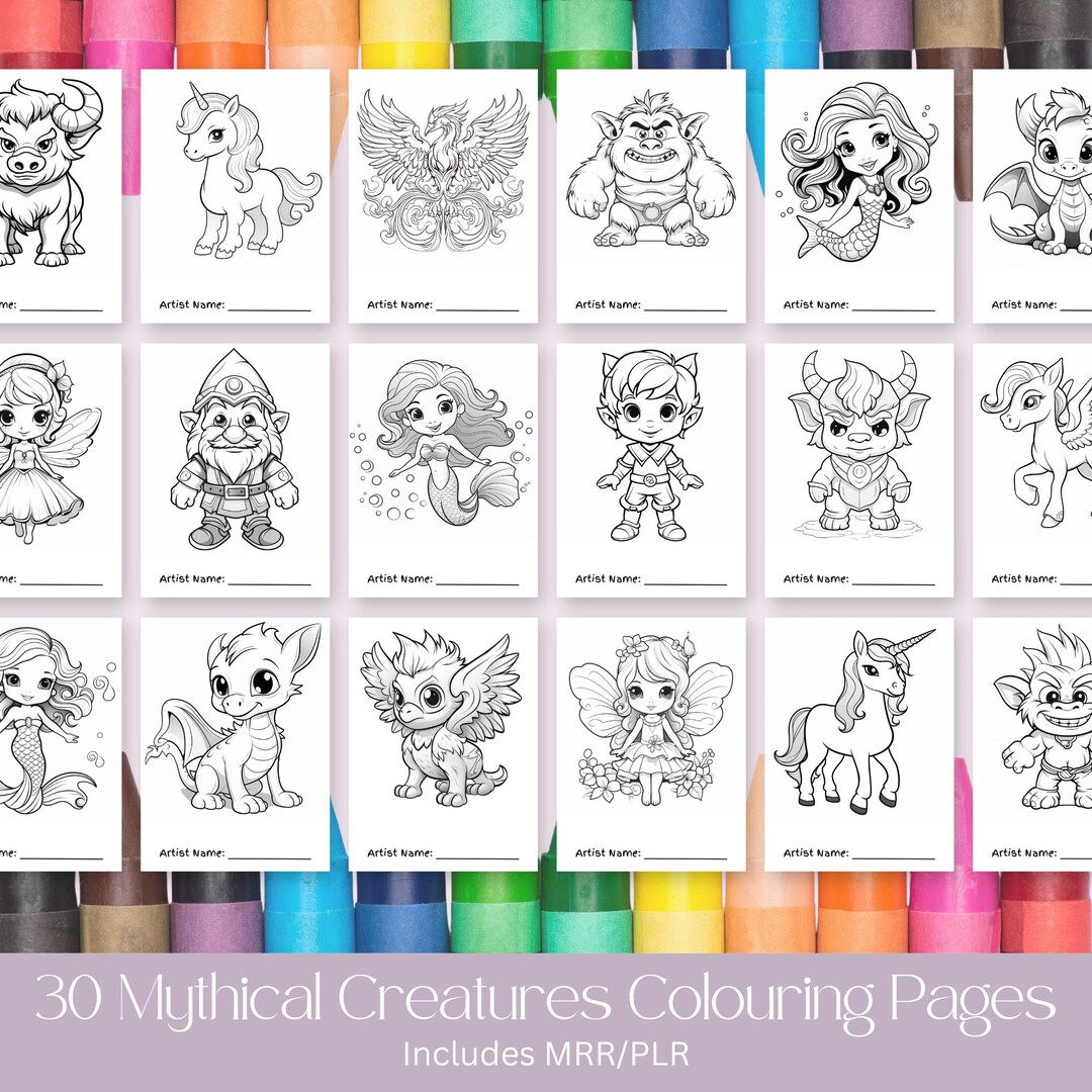 Mythical Creatures Colouring Pages Bundle | 23 Enchanting Printable ...