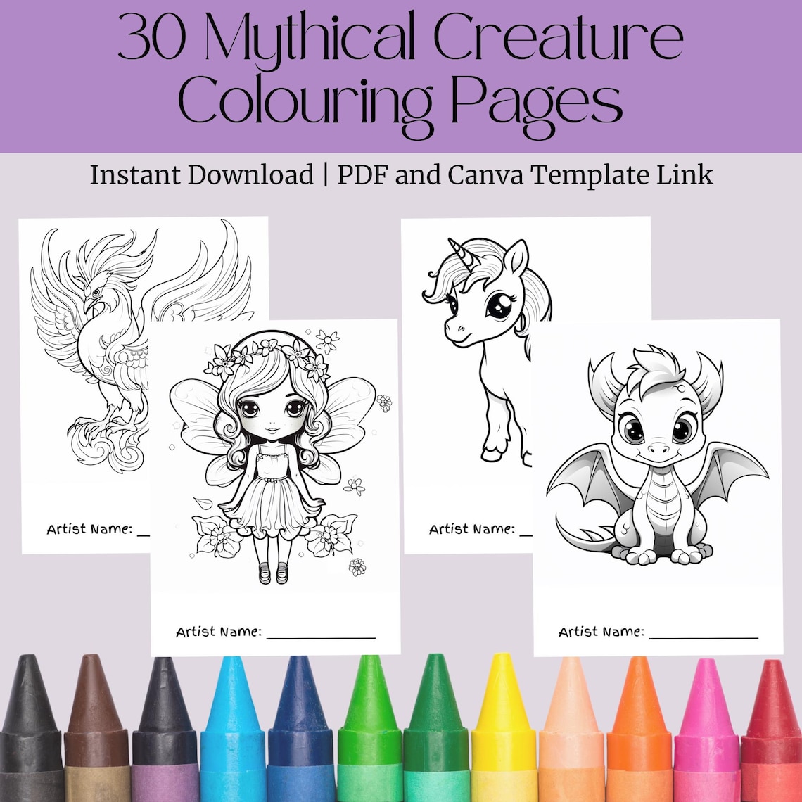 Mythical Creatures Coloring Pages | 30 Fantasy Printables | Editable ...