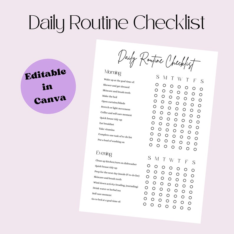 Printable Daily Routine Checklist – Morning and Night Planner for Busy ...