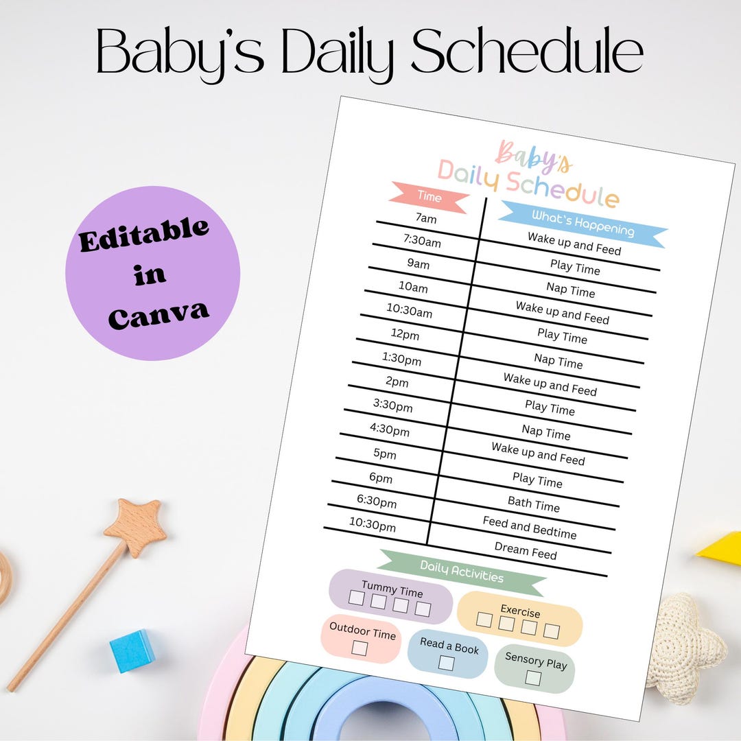 Baby Daily Schedule Printable | Newborn Routine Chart | Eat Play Sleep ...