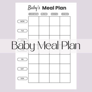 Baby Meal Planner Minimalist Printable | Weekly Baby Food Schedule ...