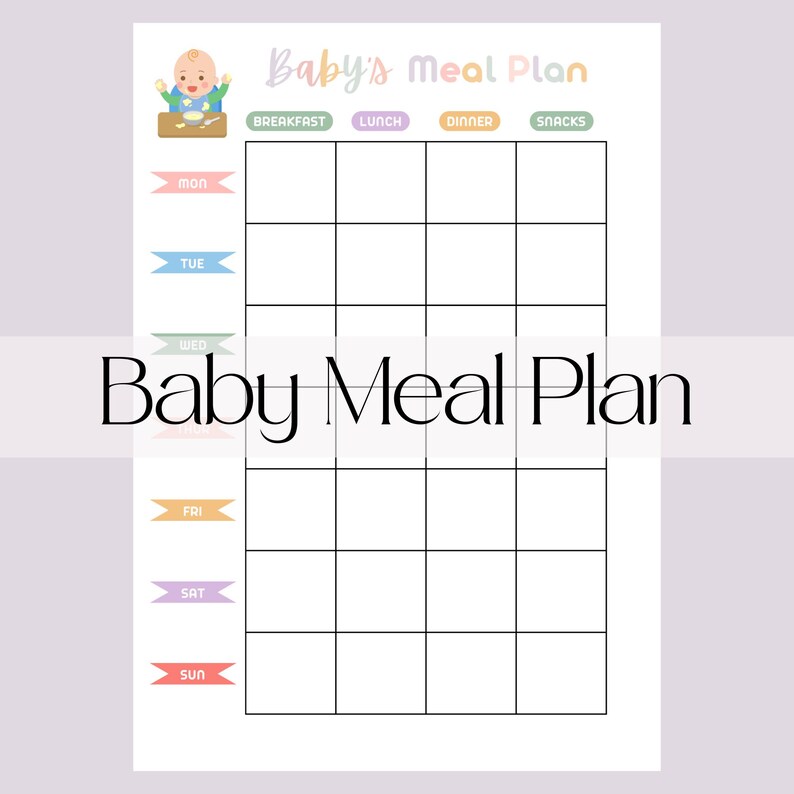 Baby Meal Planner Printable | Weekly Baby Food Schedule & Feeding Log ...