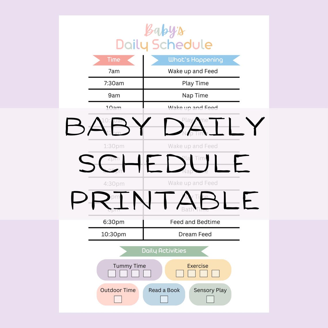 Baby Daily Schedule Printable | Newborn Routine Chart | Eat Play Sleep ...