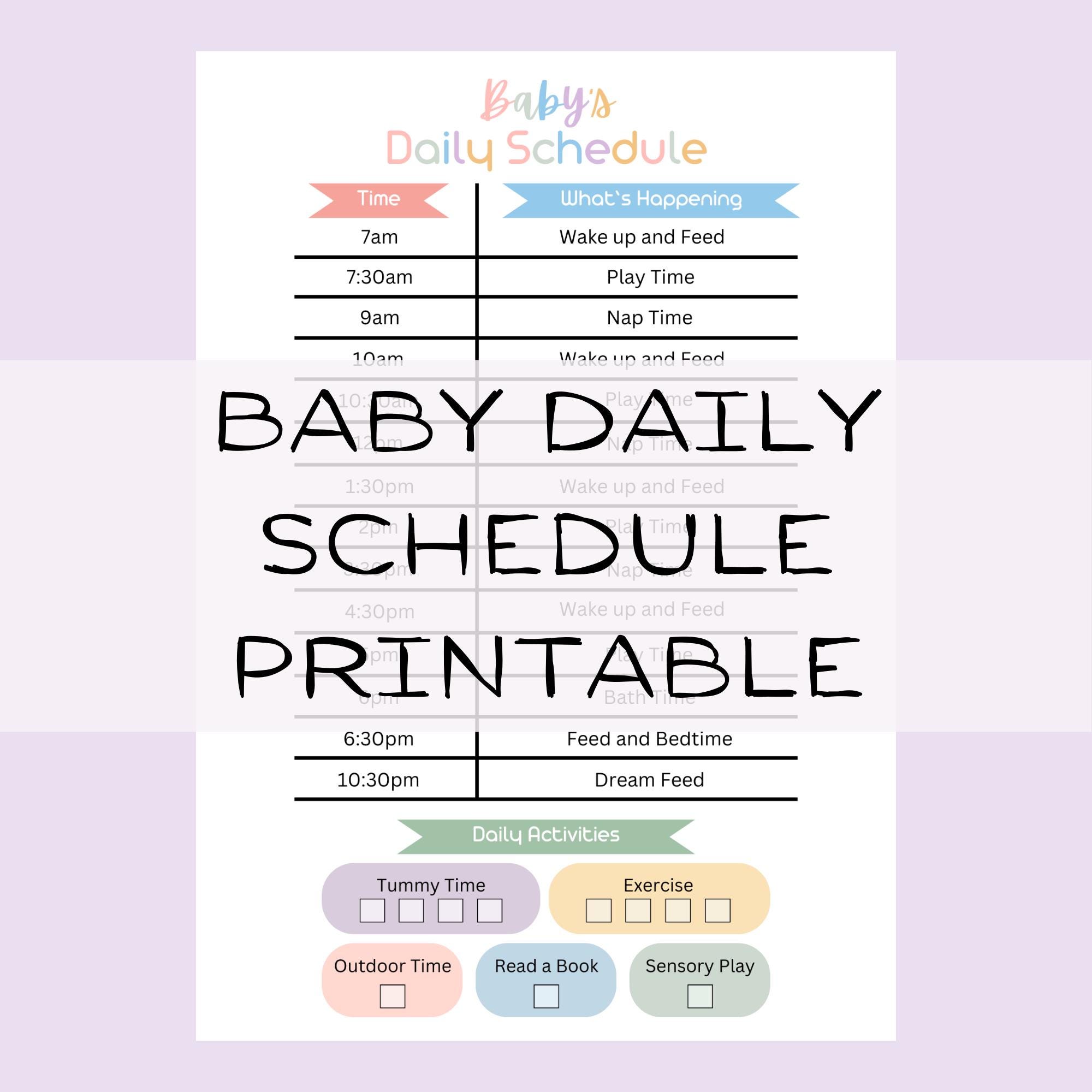 Baby Daily Schedule Printable | Newborn Routine Chart | Eat Play Sleep ...