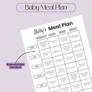 Baby Meal Planner Minimalist Printable | Weekly Baby Food Schedule ...