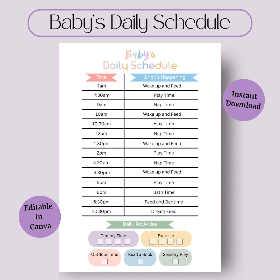 Baby Daily Schedule: Newborn Routine Tracker (digital Download PDF) - Etsy