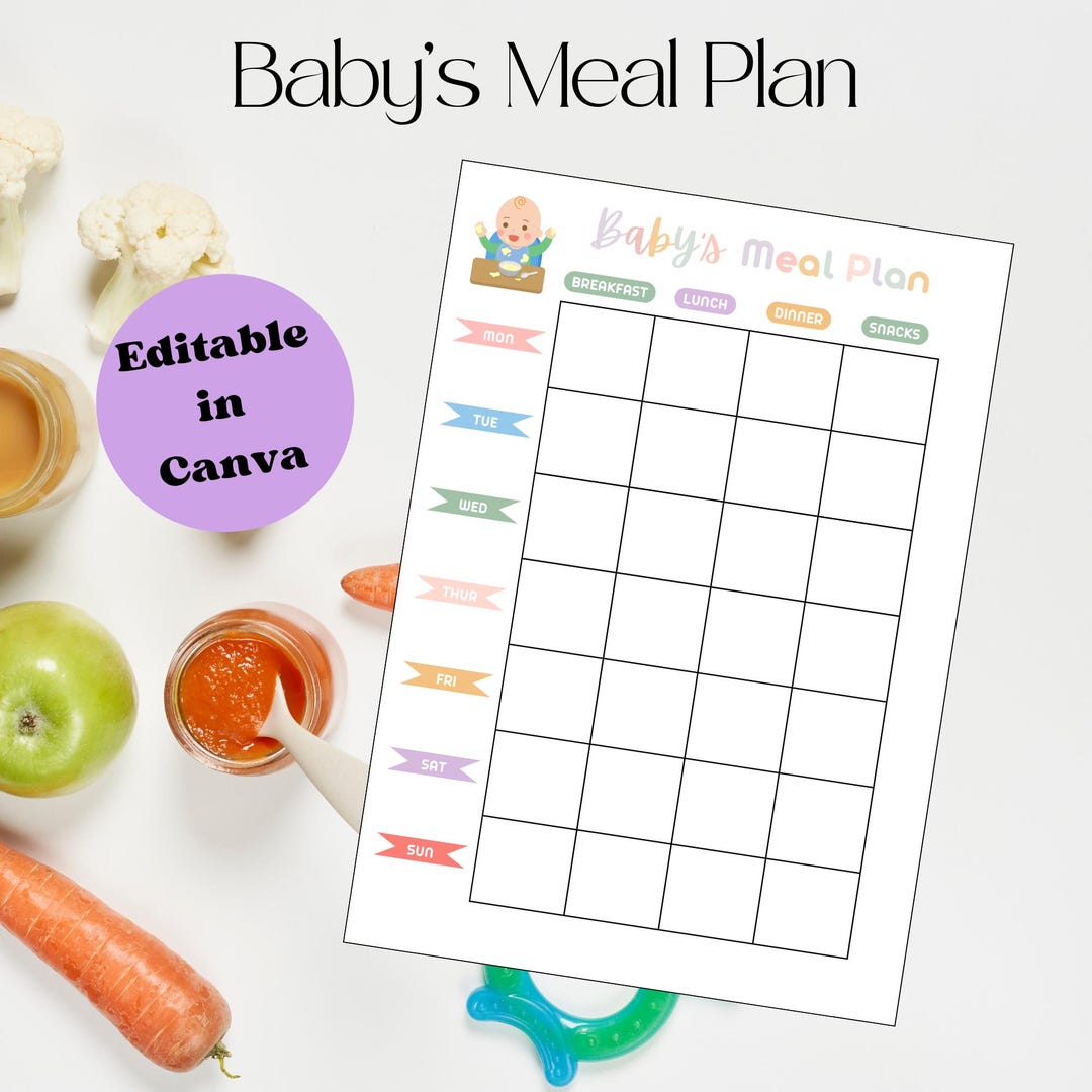 Baby Meal Plan Printable | Track Meals & Plan Weekly Baby Food ...