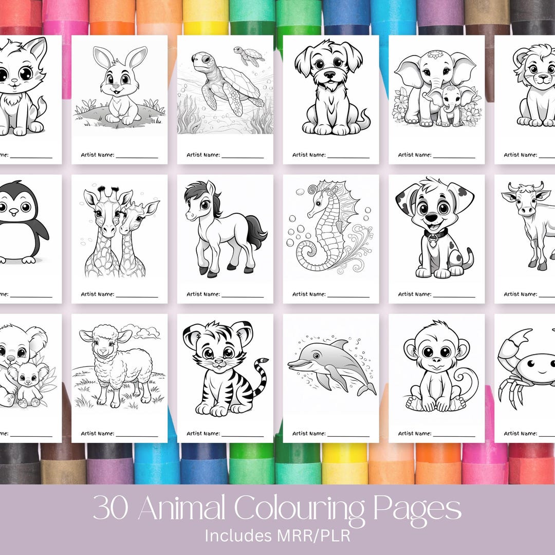 Animal Colouring Pages Bundle – 30 Cute Printable Sheets for Kids | Fun ...