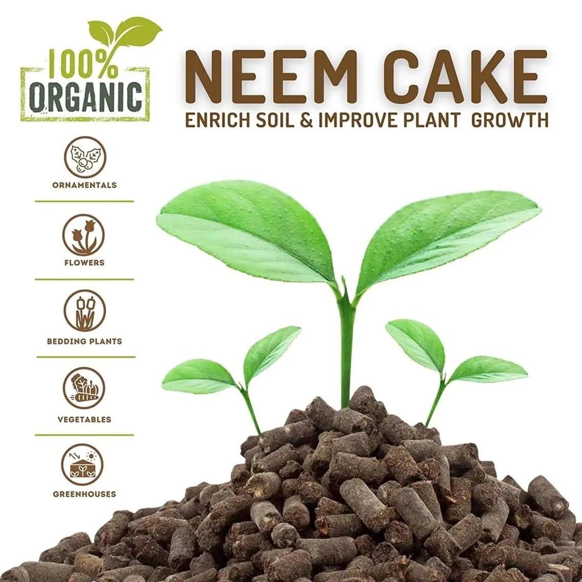 Neem Cake Whole and Powder, Neem Khal Powder, Organic Cake Powder for ...