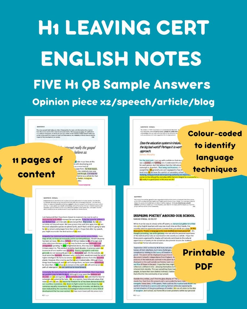 FIVE H1 Question B Sample Answers - Etsy