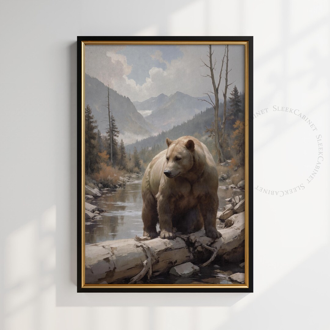 Brown Bear Mountain Print: Rustic Wildlife Art (digital Download) - Etsy