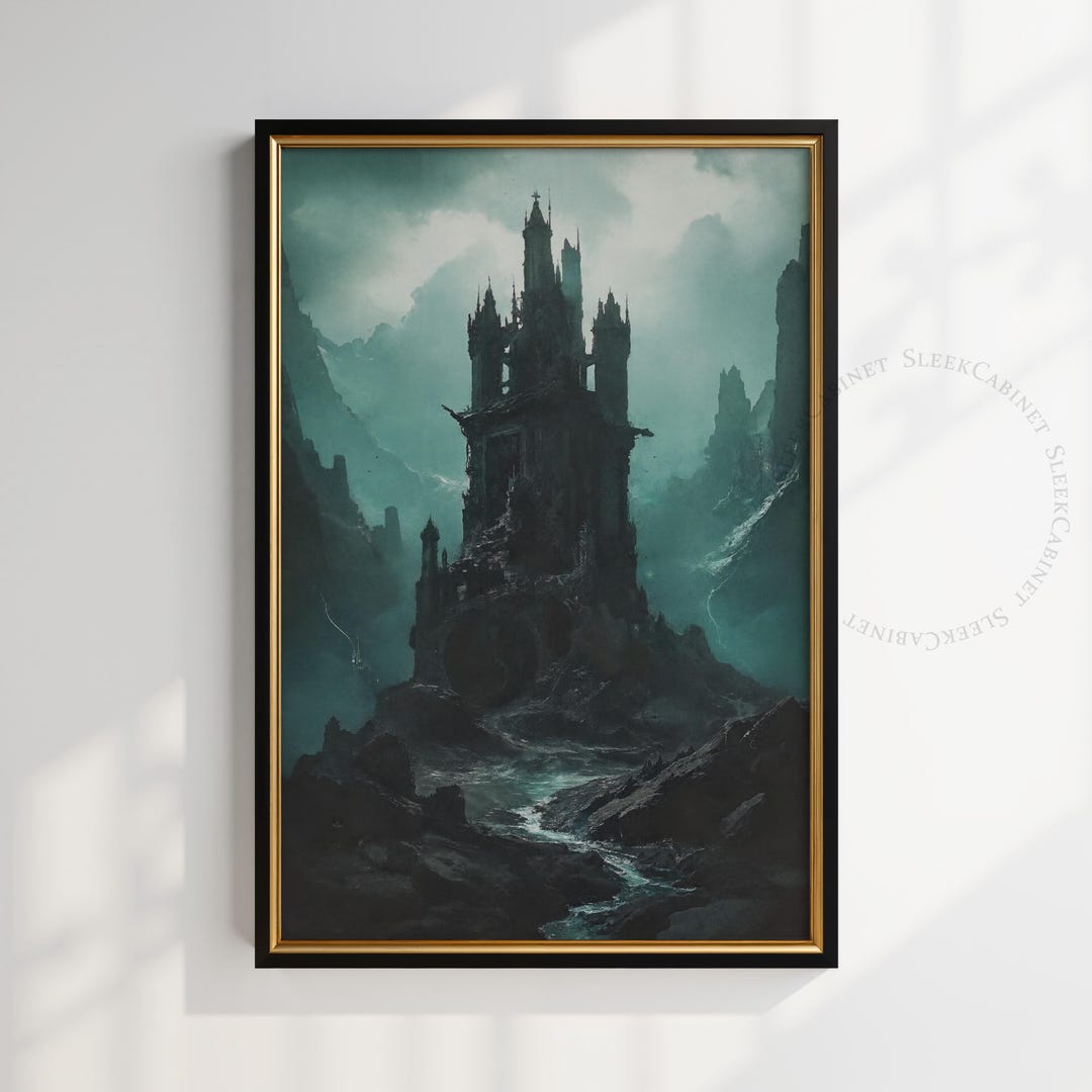 Gothic Castle Wall Art, Dark Fantasy Print, Haunted Castle Decor ...