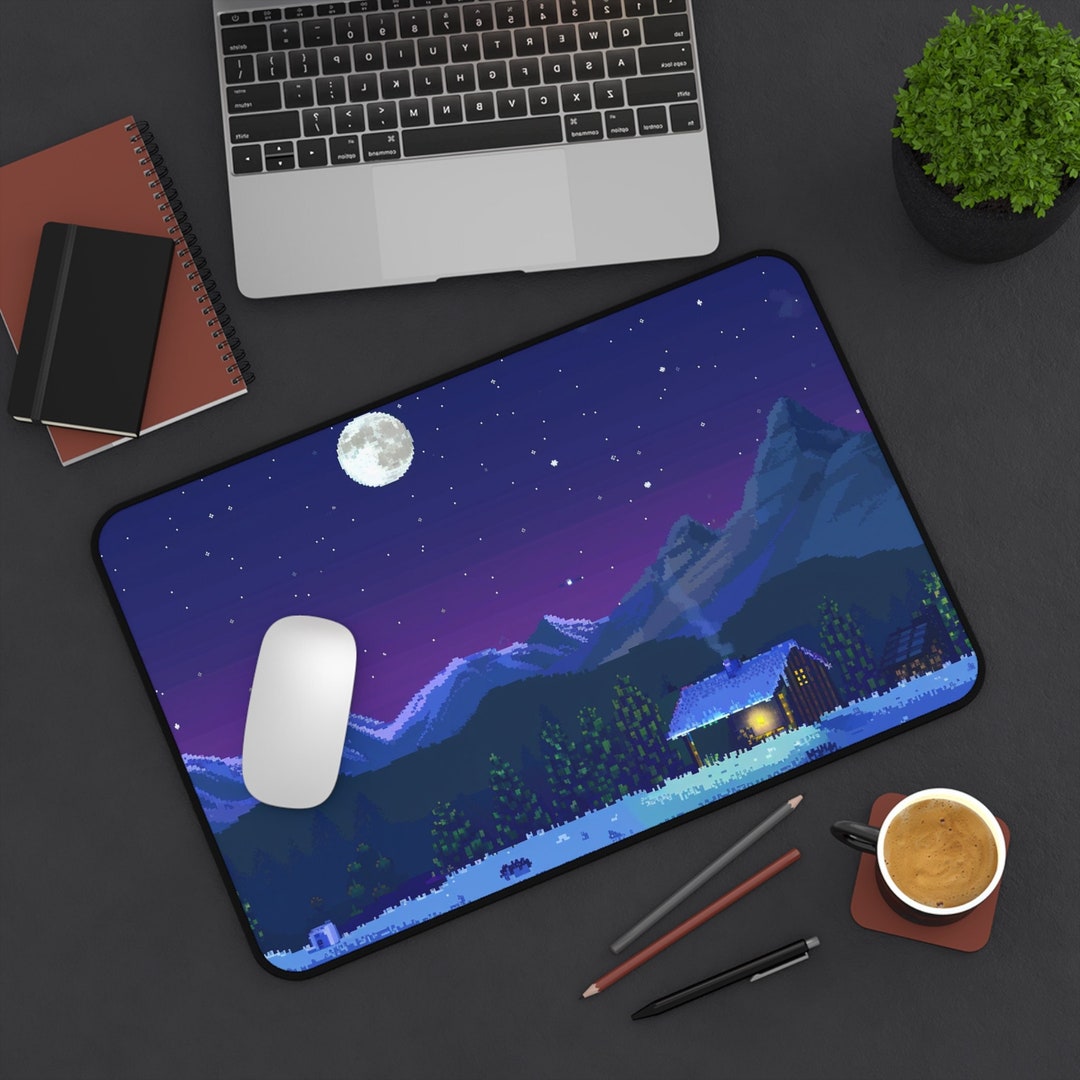 Stardew Valley Night Scene Inspired Desk Mat XL Retro Style Video Game ...