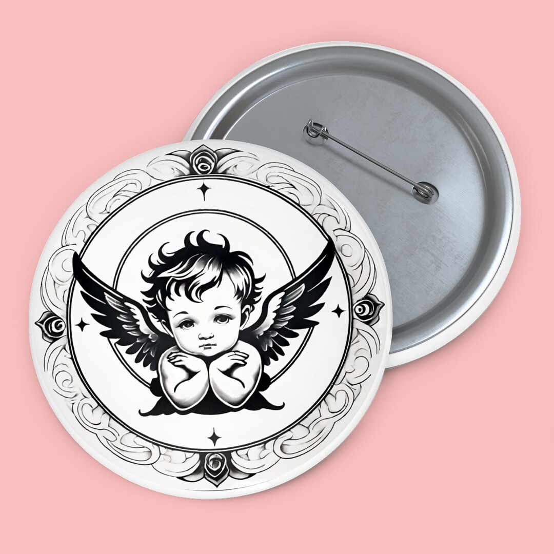 Cute Angelic Cherub Pin Button Badge Choice of 3 Cute Angelic Cherub Badge Pin Buttons - Etsy