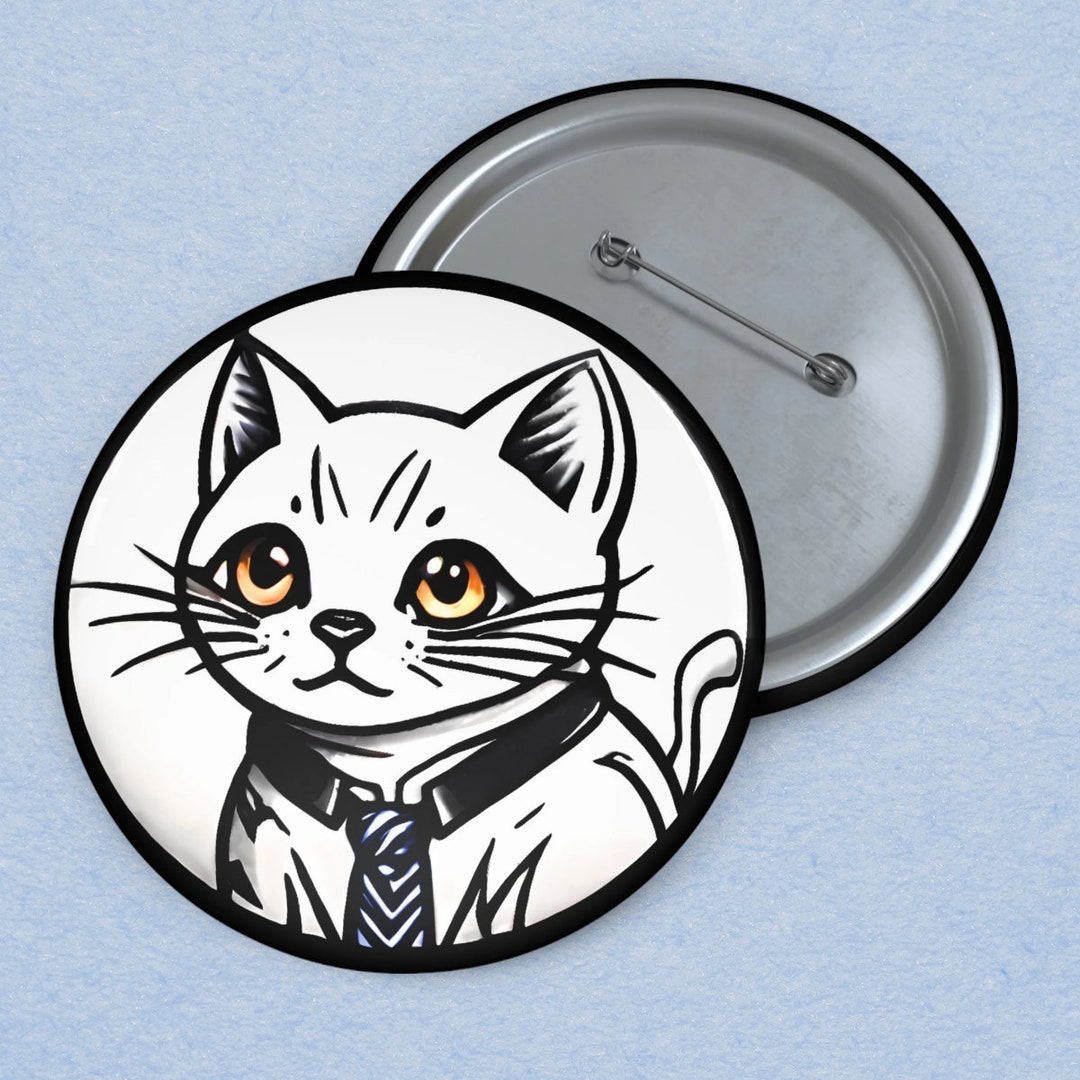 Working Cat Pin Button Badge Choice of 3 Cute Colorful Funny Working ...