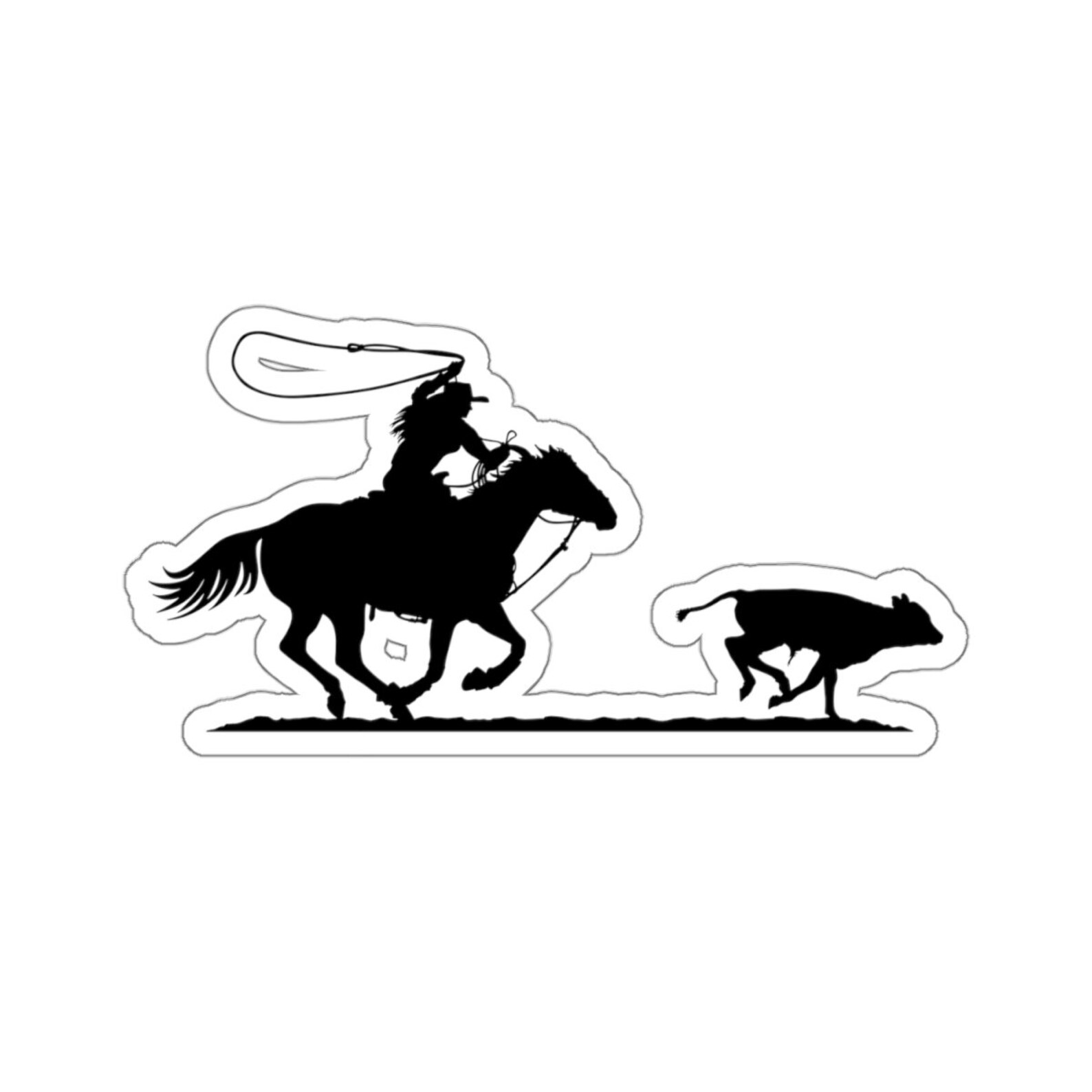 Breakaway Roping Cowgirl and Calf Sticker - Etsy