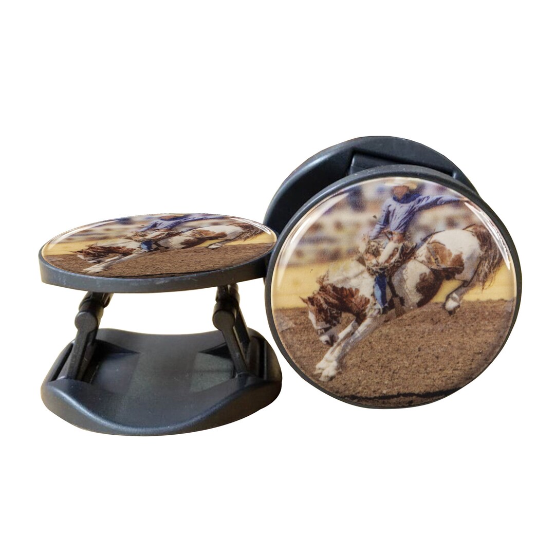 Rodeo Bucking Bronc Pinto Horse & Rider Adjustable Mobile Phone Stand ...