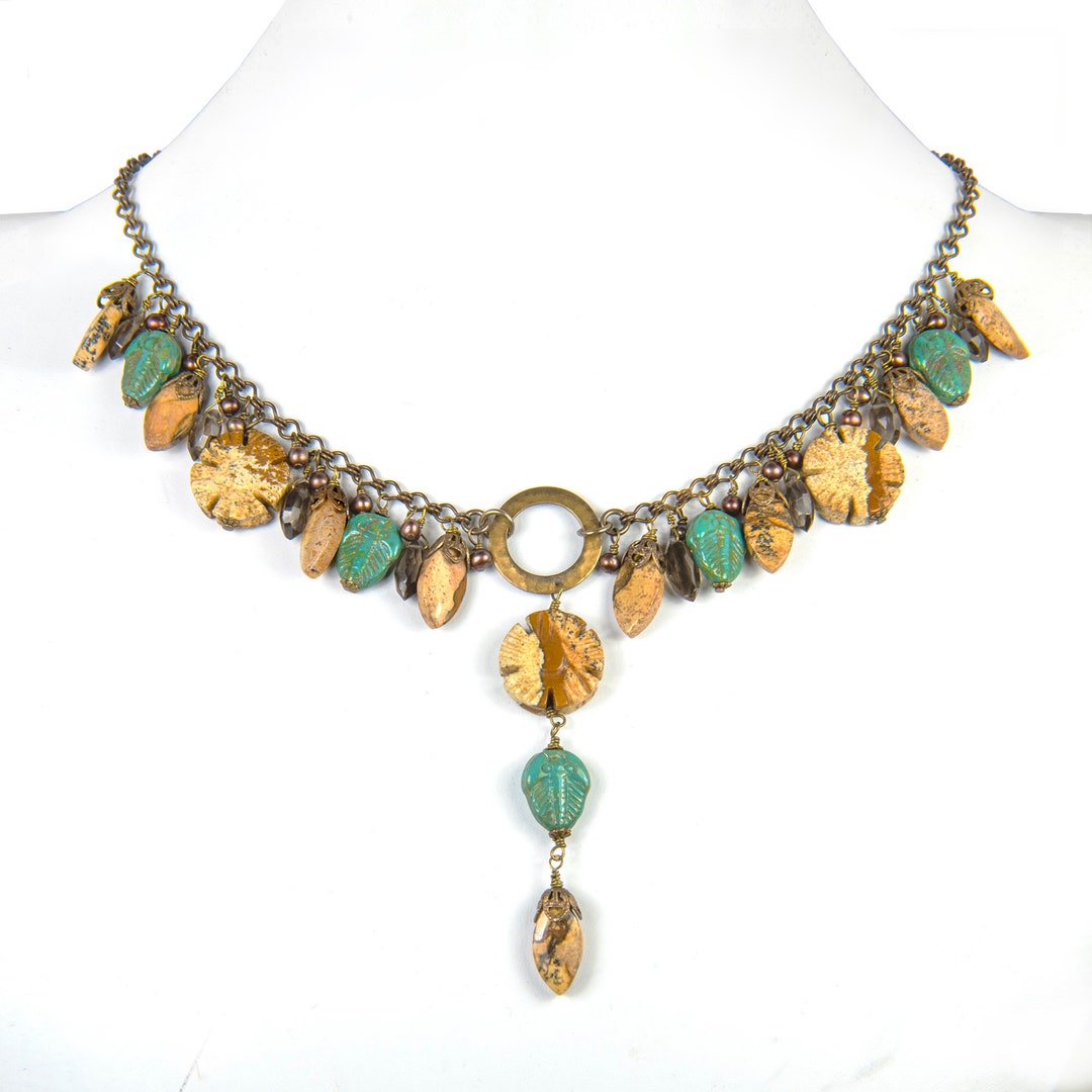 Tribal Carved Stone Necklace and Earrings Set - Etsy