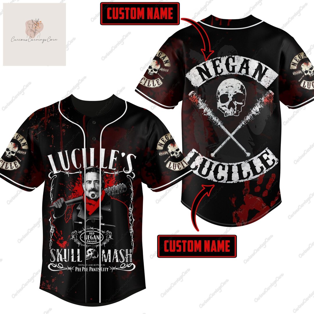 Negan Walking Dead Custom Baseball Jersey, Negan Baseball Shirt, Dead ...