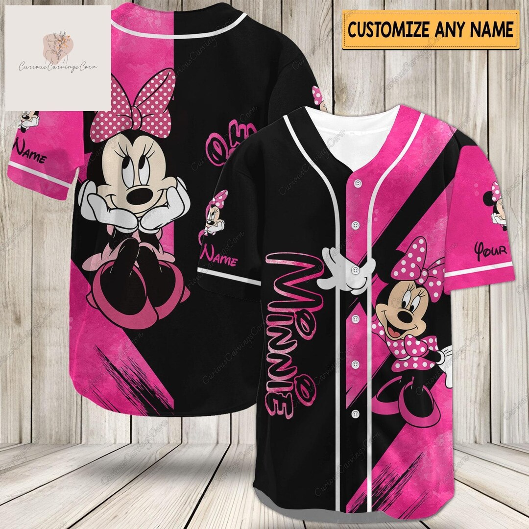 Disney Minnie Personalized Baseball Jersey, Minnie Mouse Baseball Shirt ...