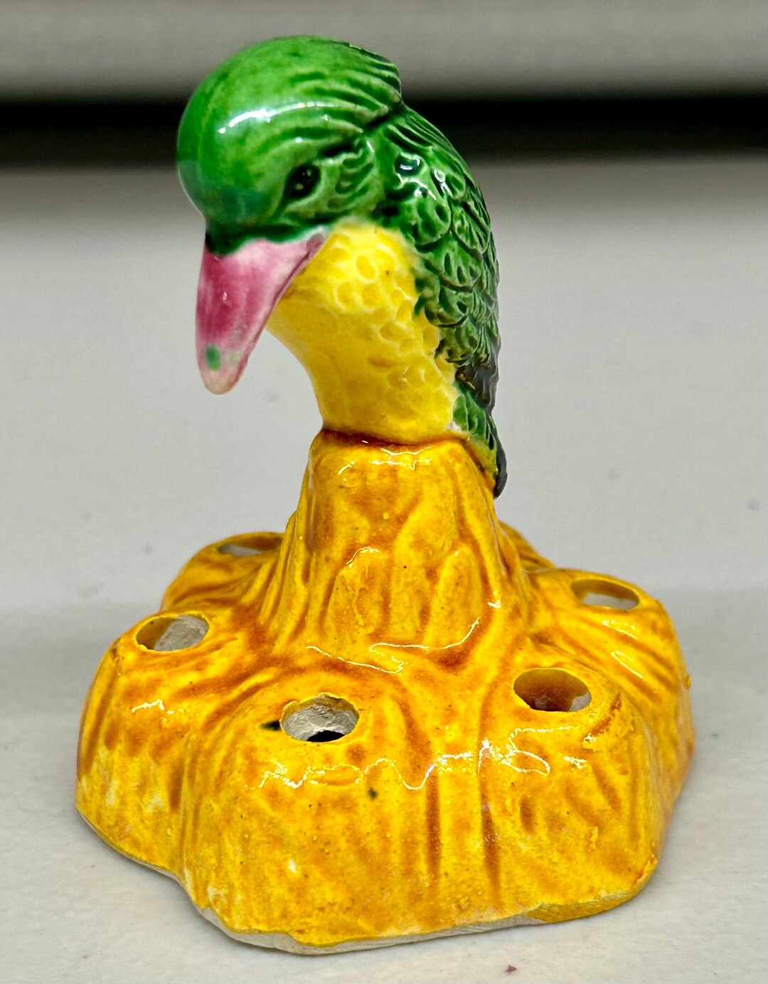 Vintage Green Bird Flower Frog - Etsy