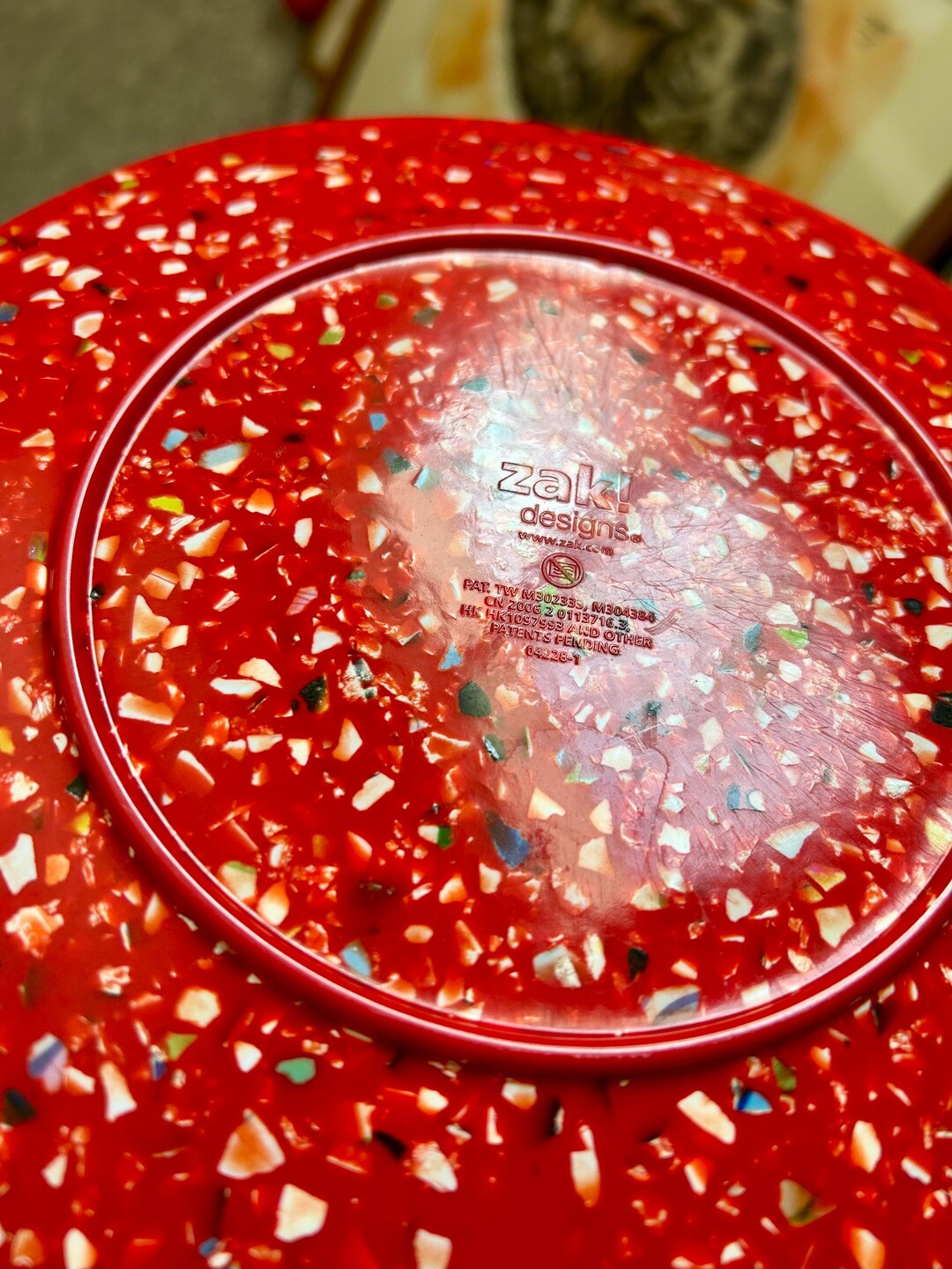 Zak Designs 2006 Melamine Red Confetti “9 Dinner Plates Qty 3 - Etsy