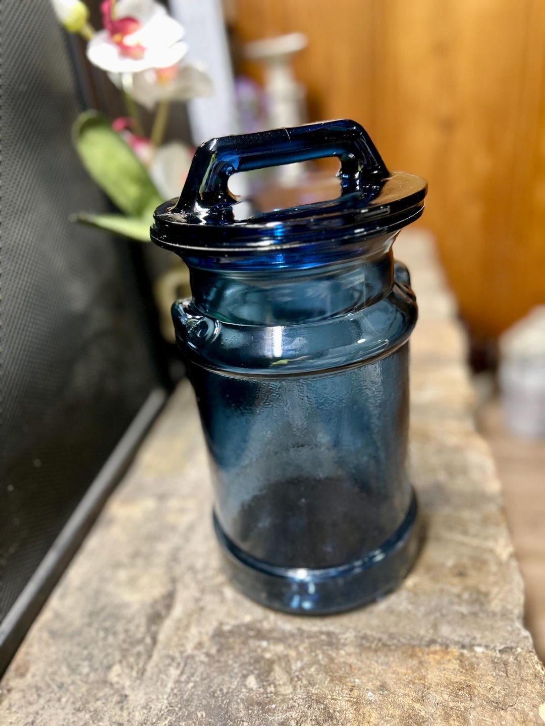 LE Smith Dark Sapphire Blue Milk Can Glass Canister - Etsy